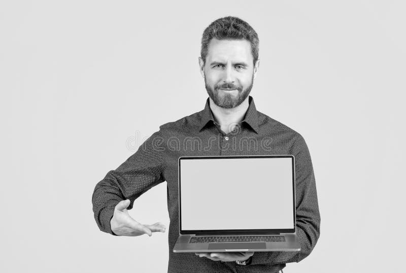 Webinar Pc Advertisement. Businessman Presenting Product. Presentation ...