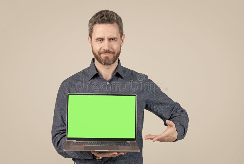 Webinar Pc Advertisement. Businessman Presenting Product. Presentation ...