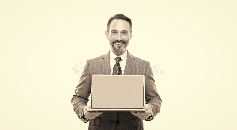 Webinar Pc Advertisement. Businessman Presenting Product. Presentation ...