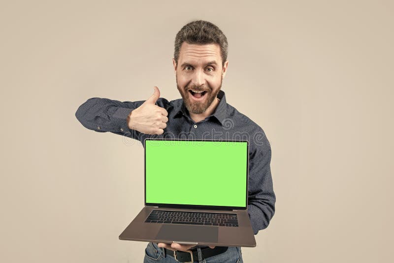 Webinar Pc Advertisement. Businessman Presenting Product. Success ...