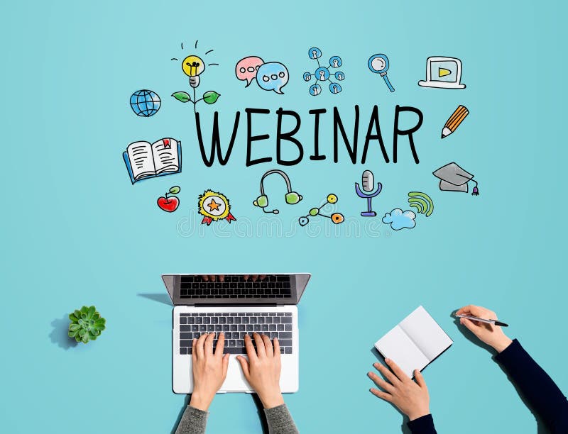 Webinar with People Working Together Stock Illustration - Illustration ...