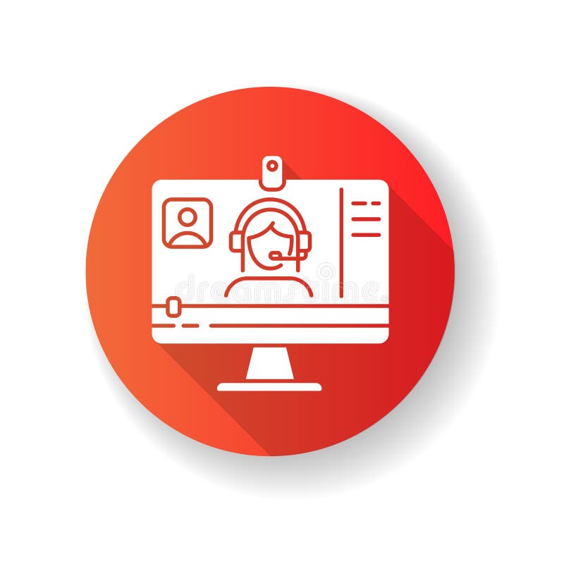 Webinar Red Flat Design Long Shadow Glyph Icon Stock Vector