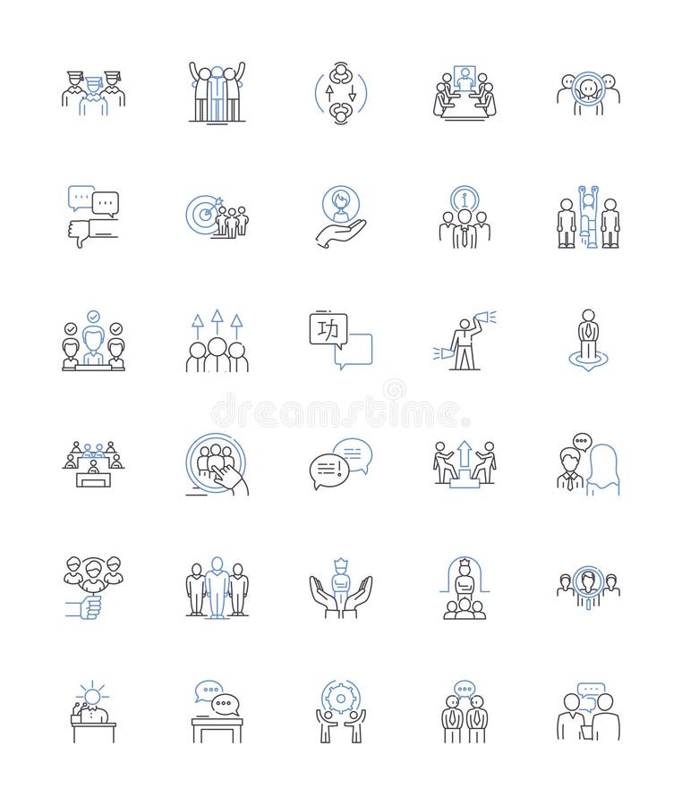 Webinar Session Line Icons Collection. Presentation, Interaction ...