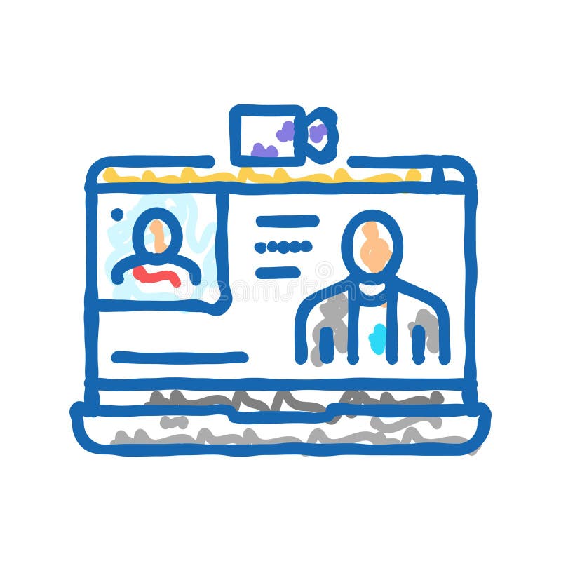 Webinar Session Online Learning Platform Icon Doodle Illustration Stock ...