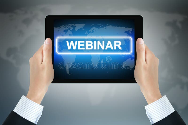 WEBINAR Sign on Tablet Pc Screen Stock Photo - Image of meeting, future ...