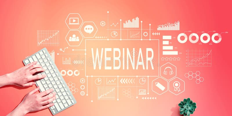 Webinar Theme with Person Using Computer Keyboard Stock Image - Image ...