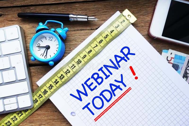 Webinar Today Message Written on White Tablet Screen Held by ...