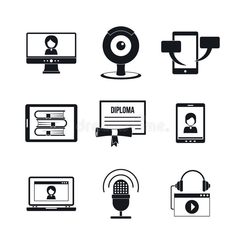 Webinar Training Online Icons Set, Simple Style Stock Illustration ...