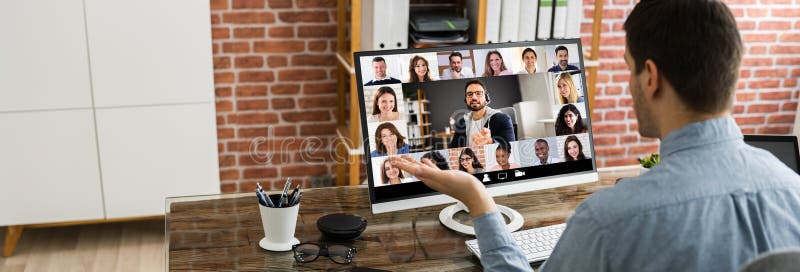 Webinar Video Conferencing on Computer Stock Image - Image of learning ...