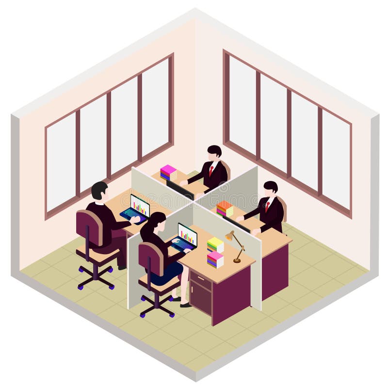 Webisometric Office Room Icon, with Employee Stock Vector ...