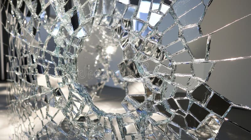 Weblike Design of Cracked Mirror Art Installation in a Modern ...