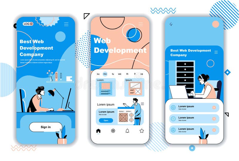 Webontwikkelingsconcept Voor Instapschermen Vector Illustratie ... Webontwikkelingsconcept Voor Instapschermen Vector Illustratie ...