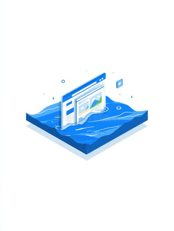 Webpage Design Featuring Digital Elements Emerging from Water in a Creative Conceptual ...