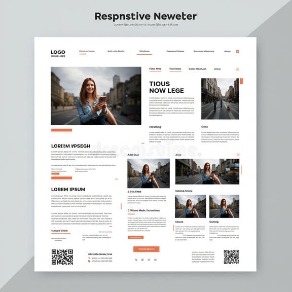 Webpage Design Template with a Clean, Modern Layout. Features a Header ...