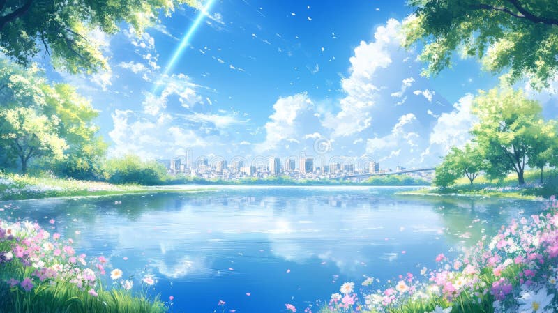 The Webpage Features an Idyllic Scene of a Breezy Day with a Sunny Lake ...