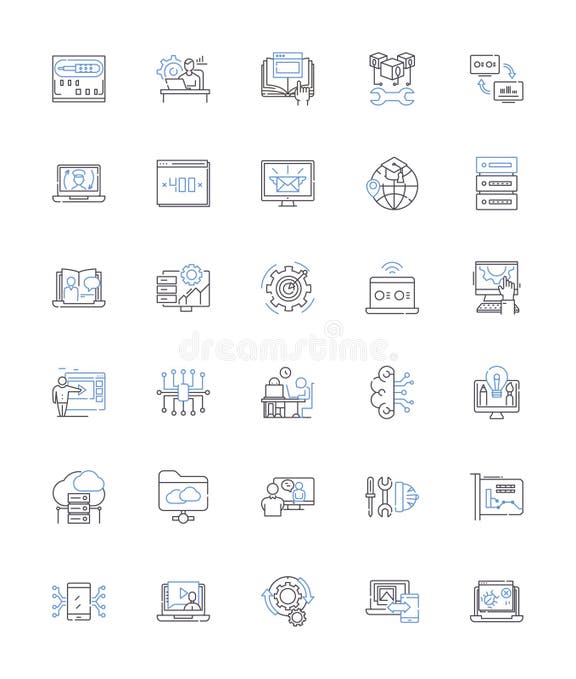 Webpage Line Icons Collection. Design, Content, Navigation, Layout, Mobile-friendly, User ...