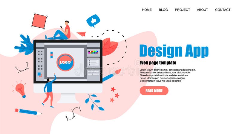 Webpage Template. Flat Vector Graphic Design Concept with an Open ...