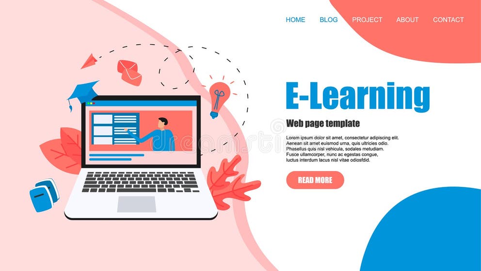Webpage Template with Online Education or Web Course with Distance ...