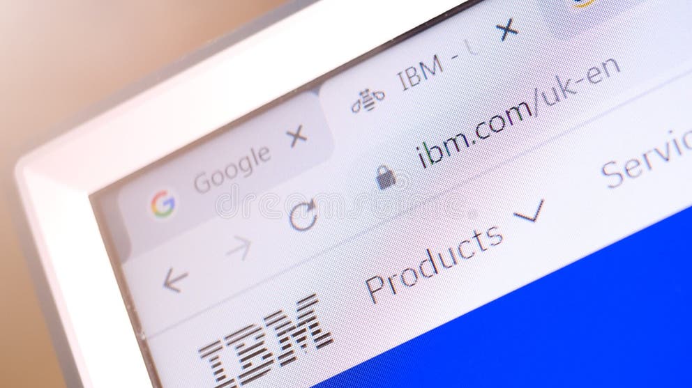 IBM Website Address in Browser and Logo on the Computer Screen ...