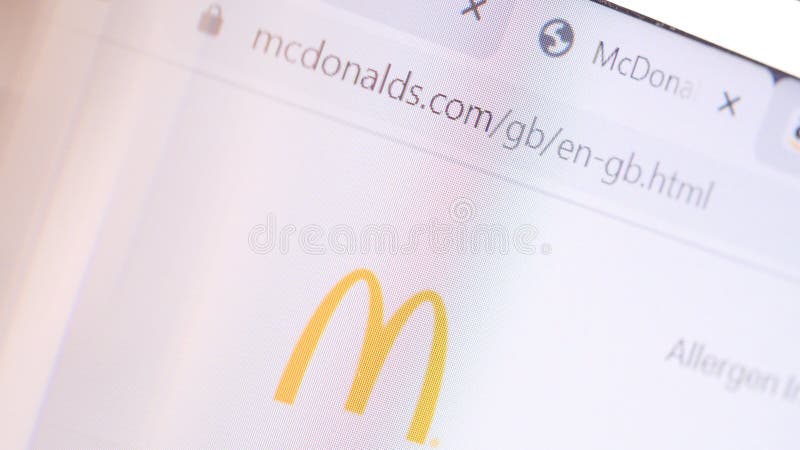 McDonald`s Website Address in Browser and Logo on the Computer Screen ...