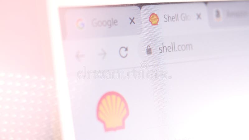 Royal Dutch Shell Domain Name in Browser and Logo on the Computer ...