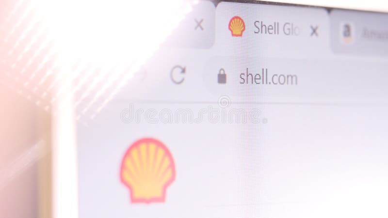 Shell.com Website in Browser and Logo on the Computer Screen. Editorial ...