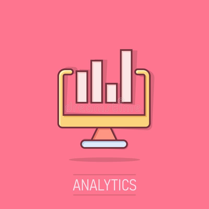 Website Analytics Icon in Comic Style. SEO Data Cartoon Vector ...