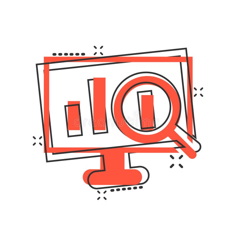 Website Analytics Icon in Comic Style. SEO Data Cartoon Vector ...