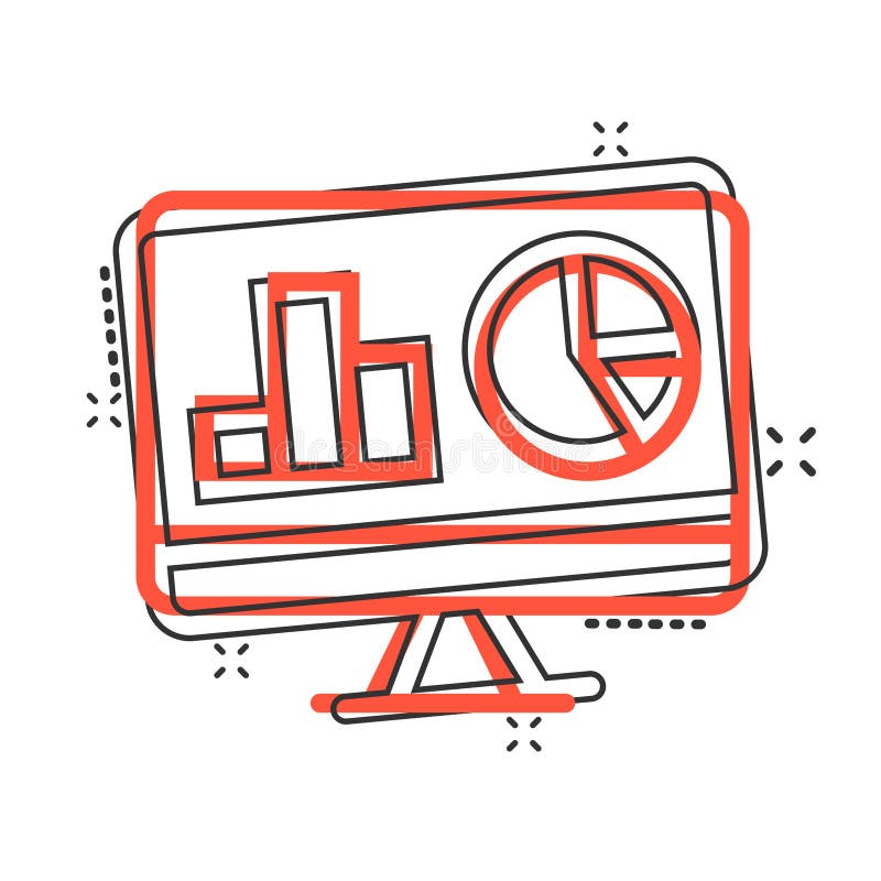 Website Analytics Icon in Comic Style. SEO Data Cartoon Vector ...