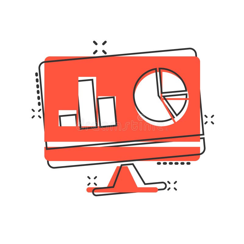 Website Analytics Icon in Comic Style. SEO Data Cartoon Vector ...