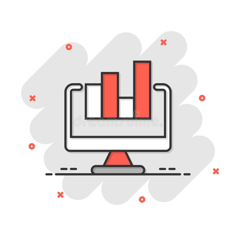 Website Analytics Icon in Comic Style. SEO Data Cartoon Vector ...