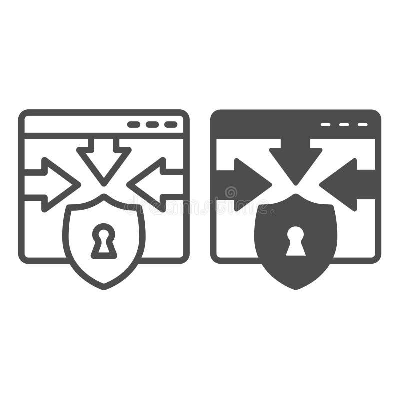 Website and Arrows at Shield with Keyhole Line and Solid Icon, Osint ...