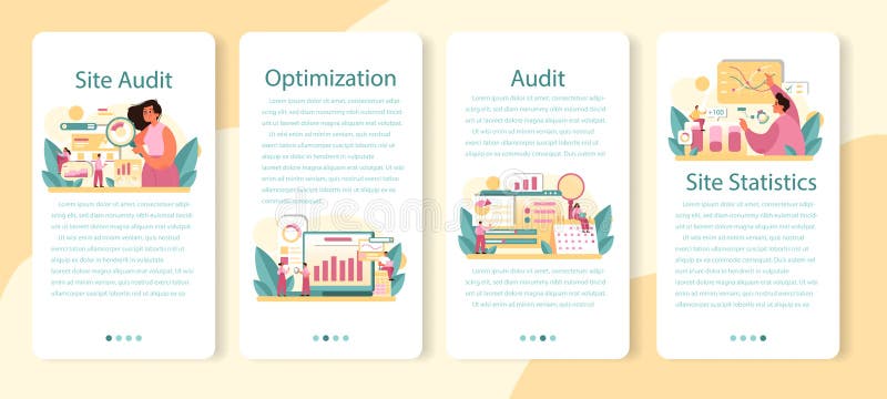 Website Audit Mobile Application Banner Set. Web Page Analysis of ...