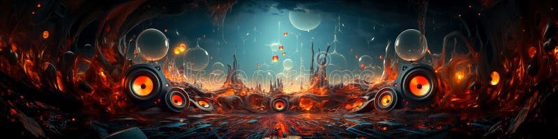 Website Banner. Audio Speakers with Fluid Vizualisation Stock ...