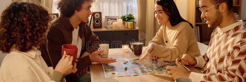 Header with Friends Playing Board Game Stock Photo - Image of ...