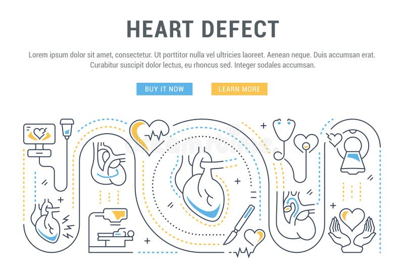 Website Banner and Landing Page of Heart Defect. Stock Illustration ...