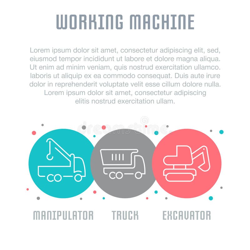 Website Banner and Landing Page of Working Machine. Stock Illustration ...