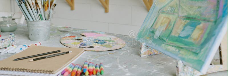 Header with Painting and Drawing Tools Stock Photo - Image of painting ...