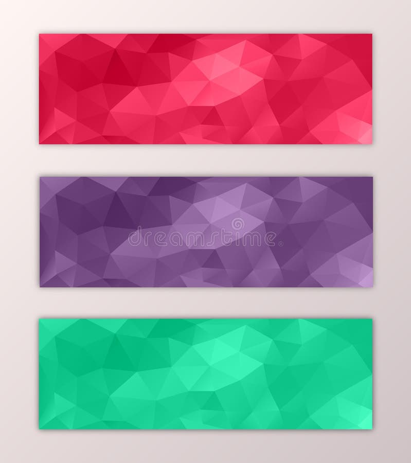 Website Banner Template Set Abstract Triangle Polygon Colorful ...