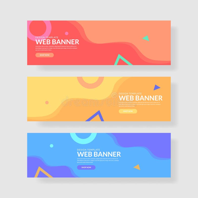 Website Banner Ui Ux. Colorful Geometric Background. Fluid Shapes with ...