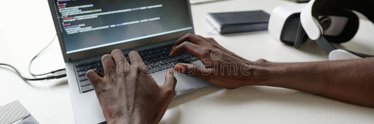Header of Man Typing on Keyboard Stock Image - Image of developer ...