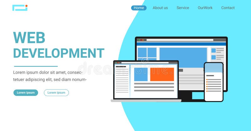 Website Banner, Web Development Concept Stock Vector - Illustration of ...