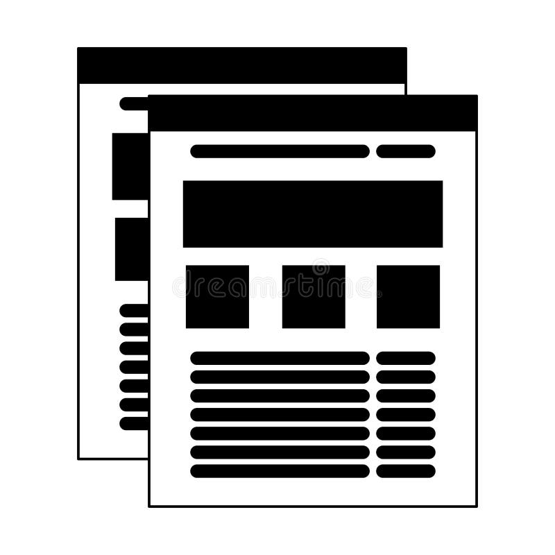 Website Browser with Information in Page Symbol in Black and White ...