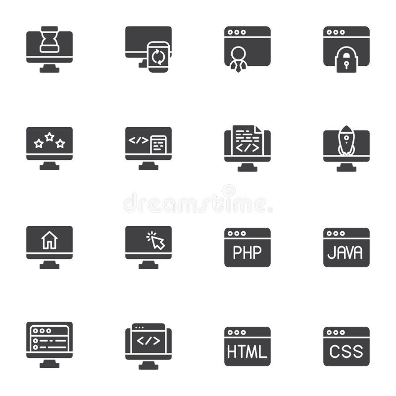 Website and Browser Vector Icons Set Stock Vector - Illustration of ...