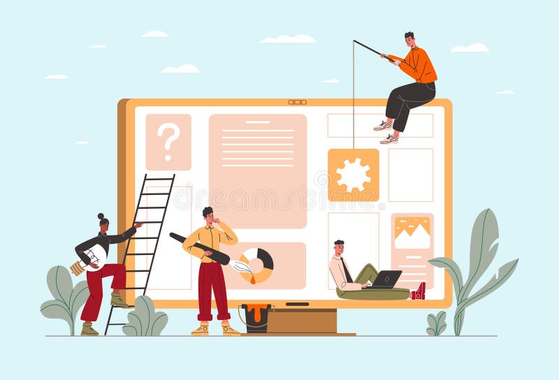 Website Build. Development Team Working on Digital Joint Project Stock ...