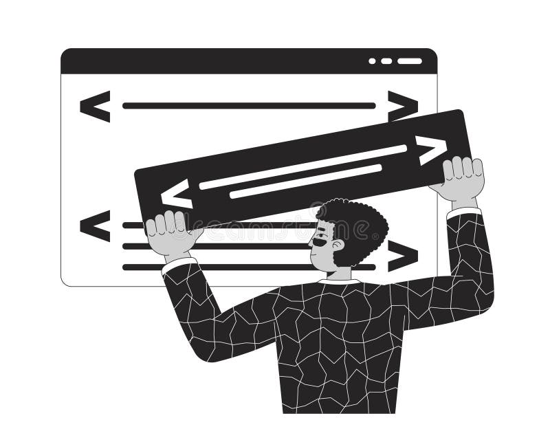Website Builder Black and White 2D Illustration Concept Stock ... Website Builder Black and White 2D Illustration Concept Stock ...