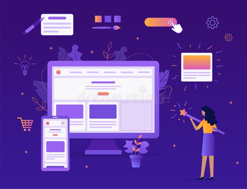 Website builder concept stock vector. Illustration of magic - 134001007