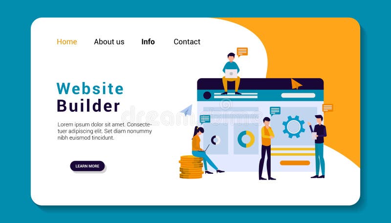 Website Builder Landing Page Template Graphic Design Illustration Stock ...