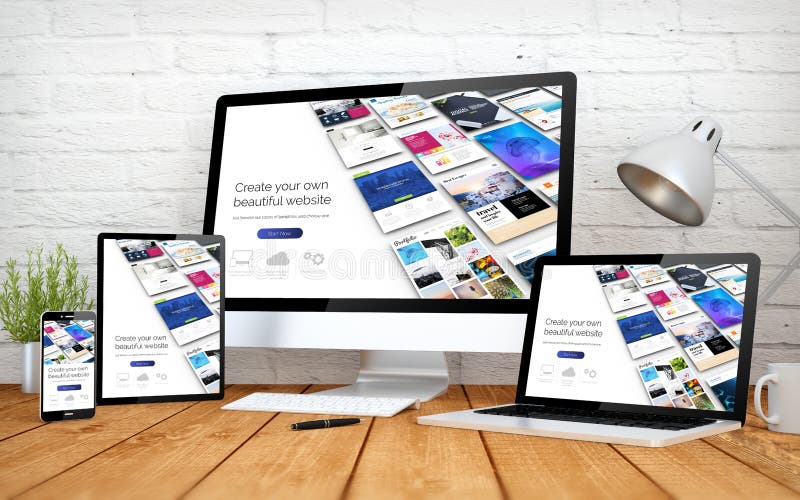 Website Builder Responsive Design Screen Multidevices Stock ...