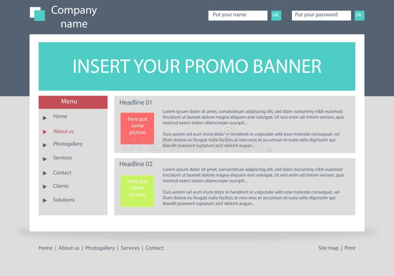 Website Business Template Layout with Text Stock Illustration ...